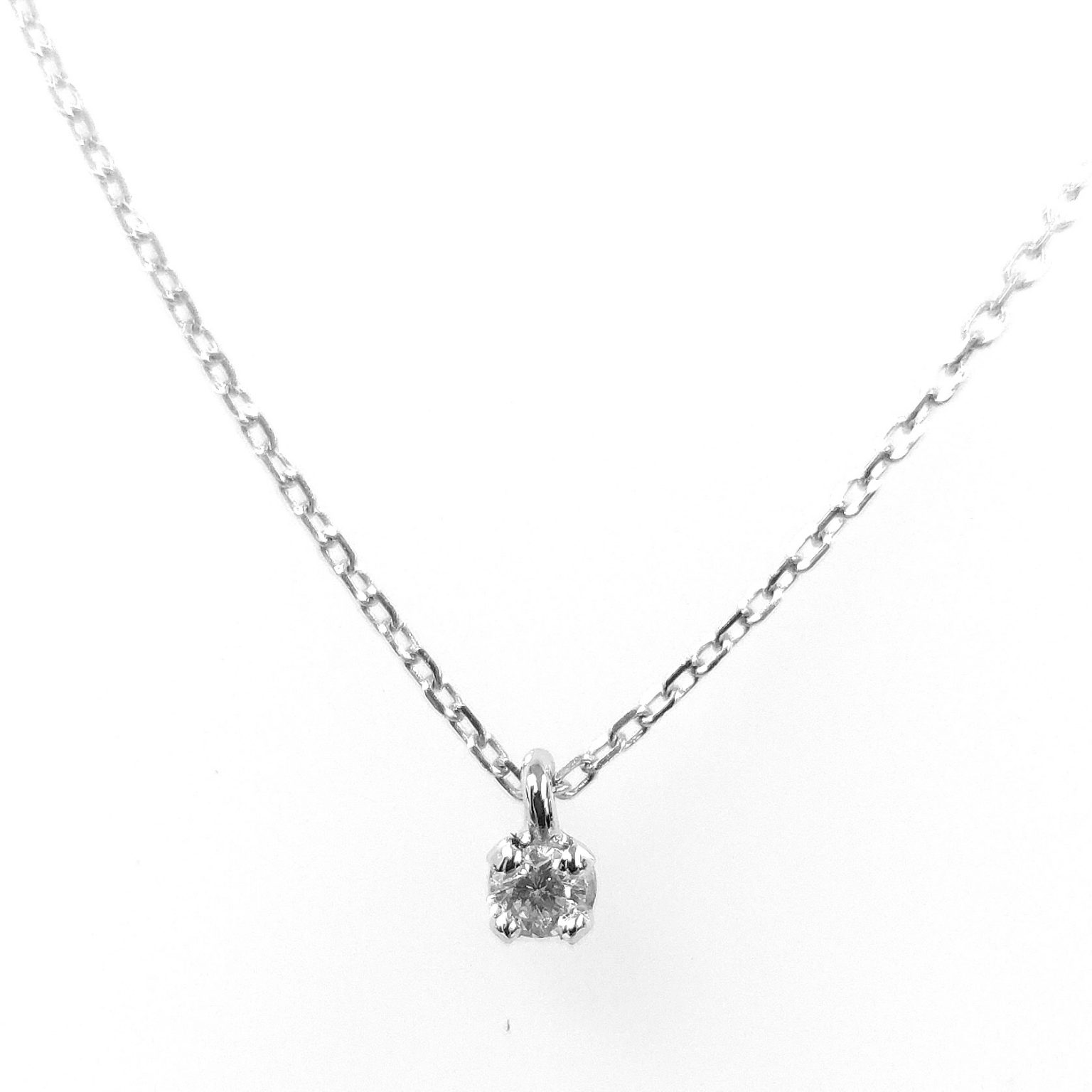 Collier diamant solitaire or blanc Réf. 1678