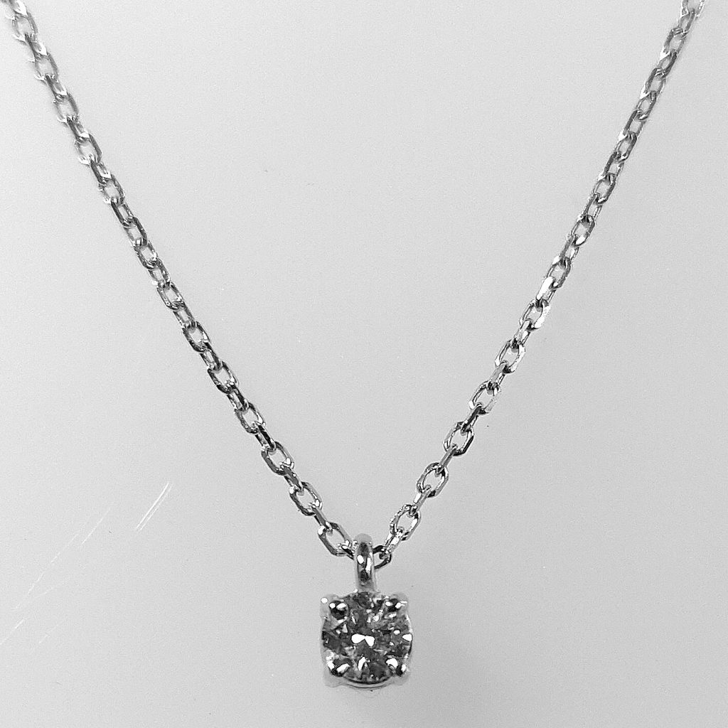 Collier solitaire diamant et or blanc Réf. 2026